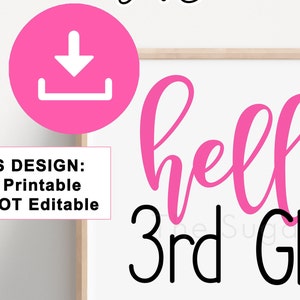First Day of 3rd Grade Sign Printable First Day of 3rd Grade Hot Pink ...