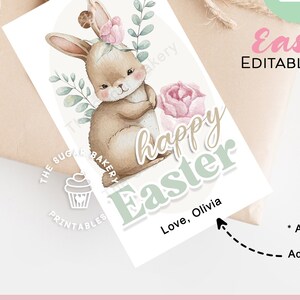 EASTER Bunny Gift TAG, Printable Easter Gift Tags, Happy Easter Tags ...