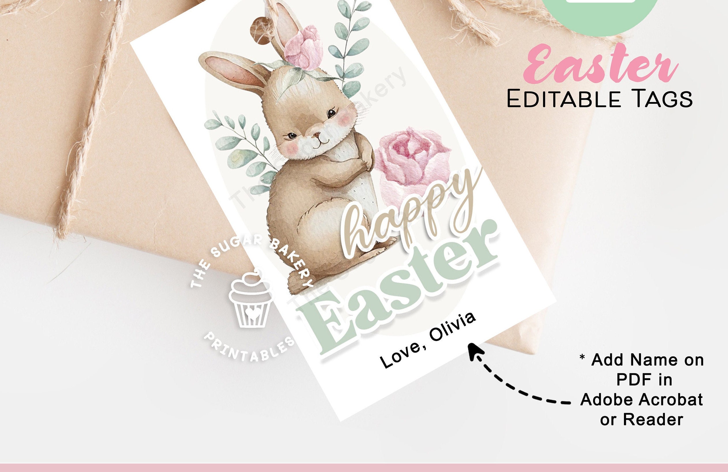 EASTER Bunny Gift TAG, Printable Easter Gift Tags, Happy Easter Tags ...