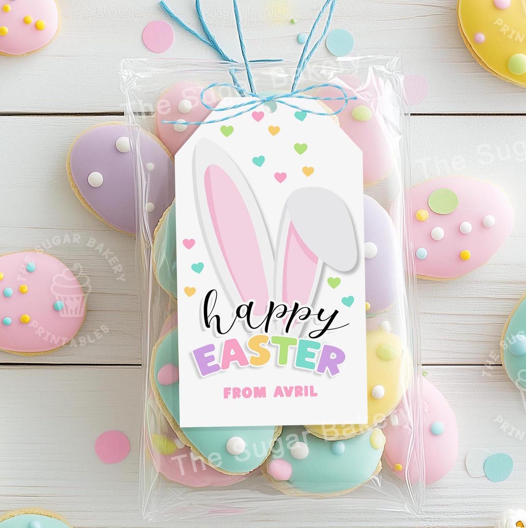 Printable Happy Easter Tags, Easter Bunny EARS Tags, HAPPY EASTER ...