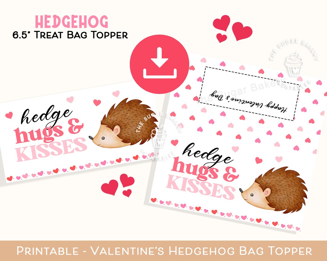 Printable Hedgehugs & Kisses Valentine Topper Happy - Etsy
