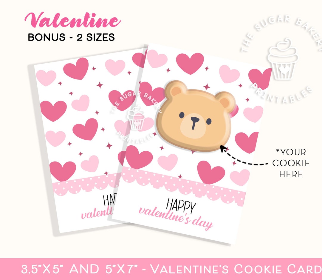 Happy Valentine's Day Cookie Cards, Sweetheart Valentine Cookie Card ...