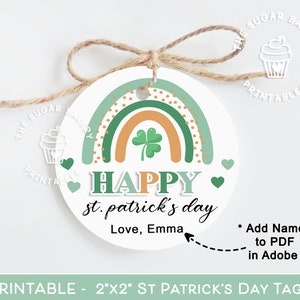 Happy St. Patrick's Day Treat TAGS, St. Patrick's Day Tags, Round 2x2 ...