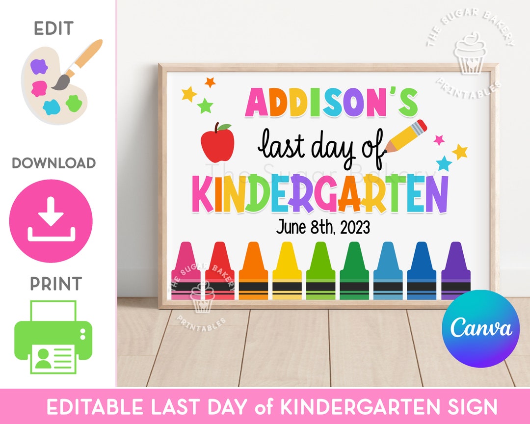LAST Day of KINDERGARTEN SIGN Editable Last Day of School - Etsy