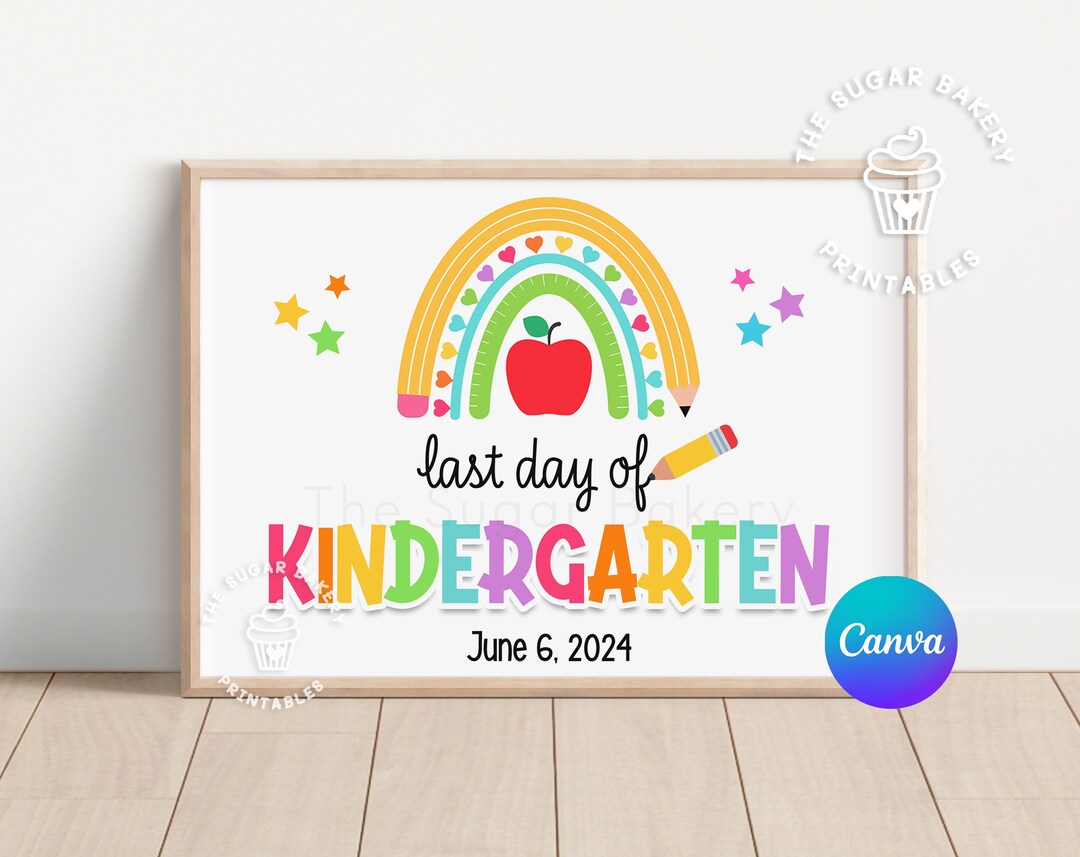 LAST Day of KINDERGARTEN Sign, Kindergarten Graduation Sign, Editable ...