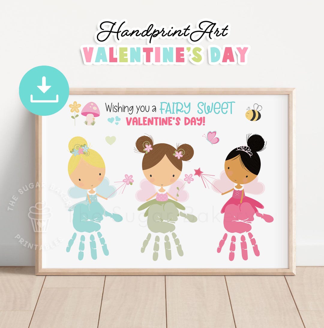 Valentine FAIRY Handprint Art Printable Valentine Crafts for Kids ...