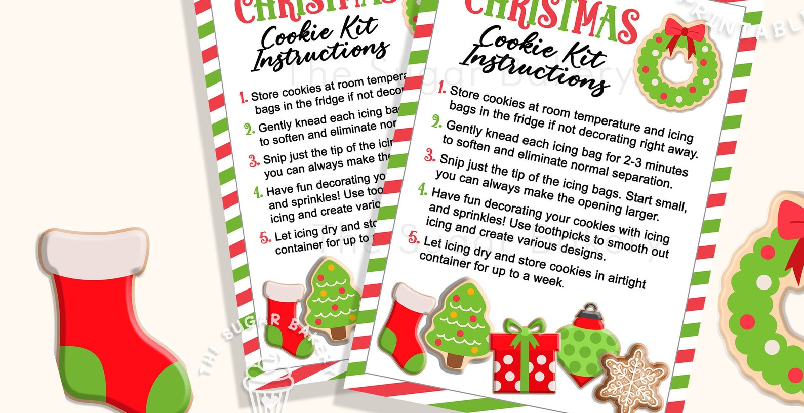 Printable CHRISTMAS DIY COOKIE Kit Instructions, 3.5x5" and 5x7" Cards ...