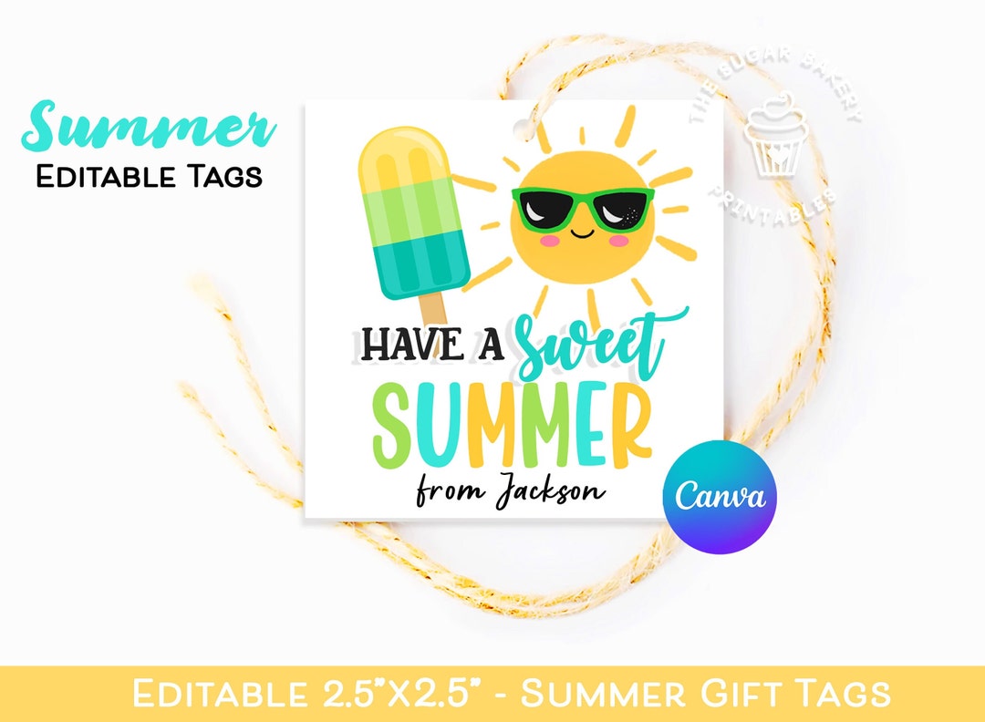 Have a SWEET SUMMER Tag, Popsicle Ice Cream Printable Treat Tag, End of ...