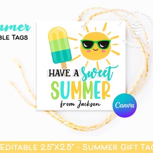 Have a SWEET SUMMER Tag, Popsicle Ice Cream Printable Treat Tag, End of ...