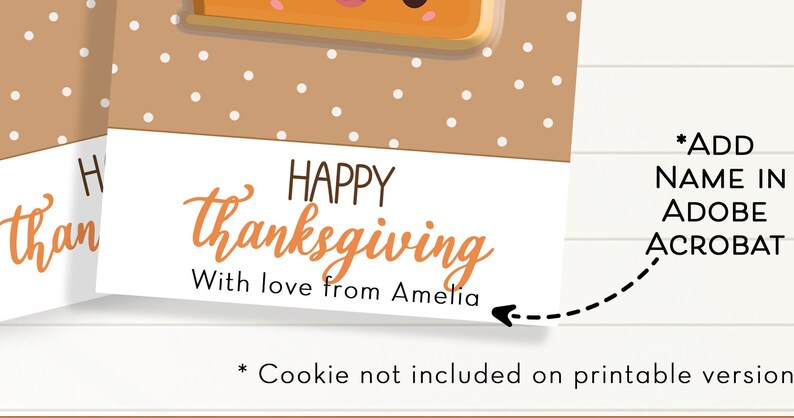 Happy Thanksgiving Cookie Card, 3.5x5 and 5x7 Mini Cookie Card, Fall ...