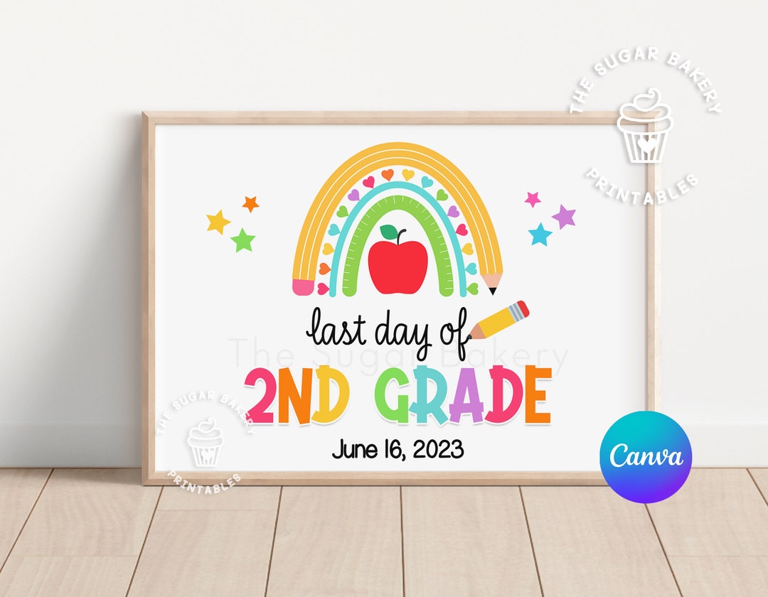 LAST DAY of 2nd Grade Editable Sign, Last Day of SCHOOL Sign, Goodbye ...