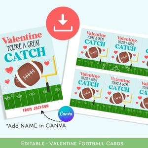EDITABLE FOOTBALL Valentine Cards for Kids, Football Valentine Cards ...