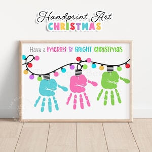 Handprint Christmas Lights, Merry and Bright Multicolored Christmas ...
