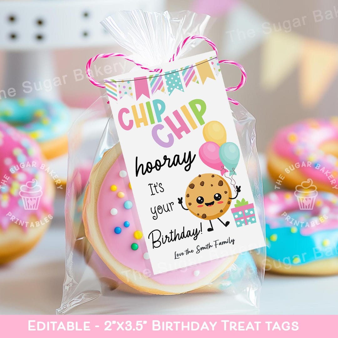 Chip Chip Hooray Birthday Cookie Tag, Printable Birthday Cookie Tag ...