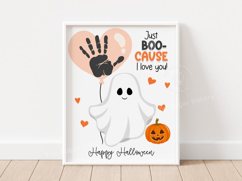 Halloween Handprint Craft Kids Printable Ghost Halloween Art Pumpkin ...