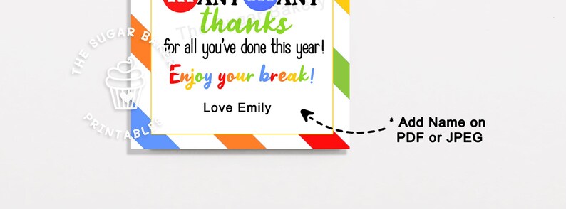 Teacher Appreciation Tags Printable Candy Gift Tag End of Year Summer ...