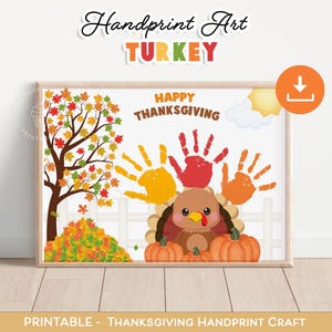 Thanksgiving Turkey Handprint Art Fall Handprint Craft Fall Art for ...