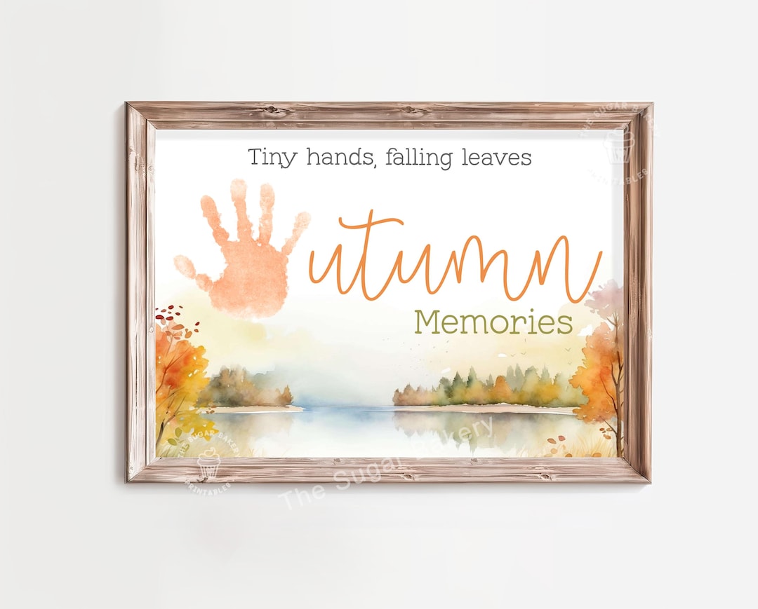 Autumn Handprint Art Printable, Fall Thanksgiving Leaves Keepsake, Fall ...