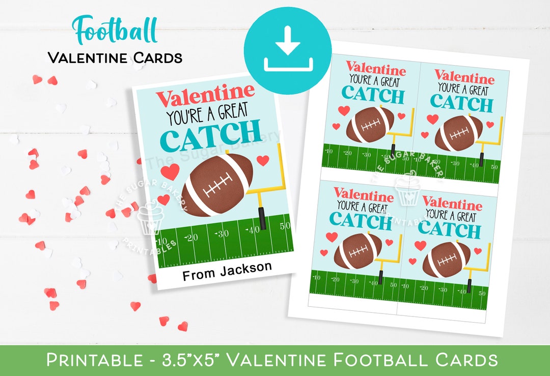 Printable FOOTBALL Valentine Cards for Kids Football - Etsy