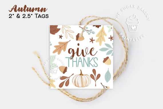Give Thanks Cookie TAGS Fall Cookie Tags Printable Autumn - Etsy