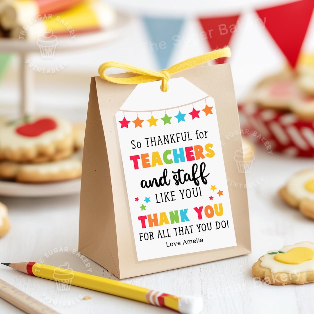Printable Teacher Appreciation Tags Thank You TEACHER Tag STAFF ...