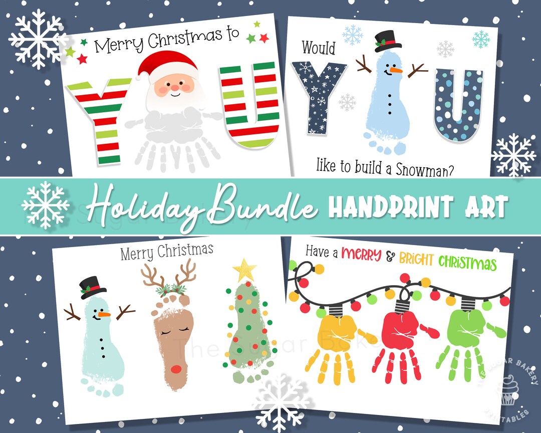 Christmas Handprint Art, Christmas Handprint Craft Bundle, Holiday ...