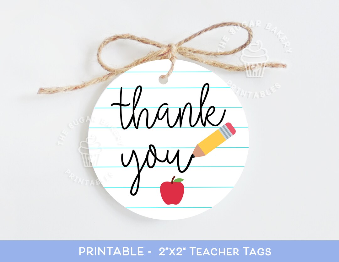 Teacher Appreciation TAG, Printable TEACHER Thank You Gift Tag, Thank ...
