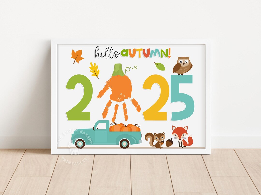 Fall Handprint Craft 2025 Printable, Autumn Kids Handprint Art DIY Fall ...