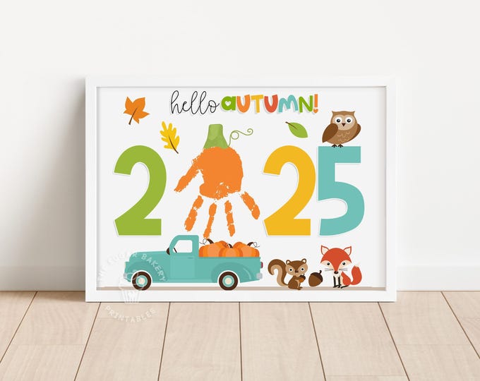 Fall or Thanksgiving Handprint Craft, Printable | Pumpkin Handprint Art ...