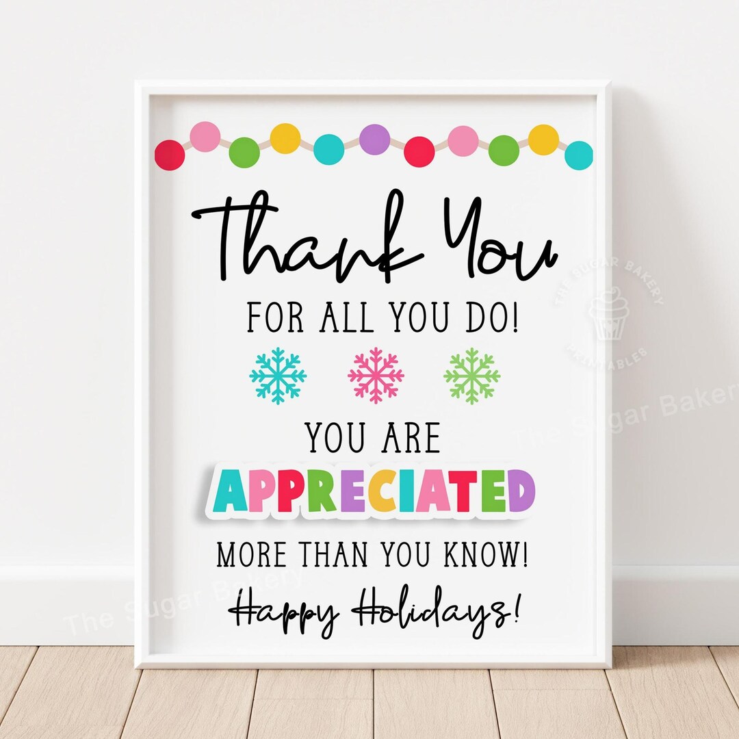 Staff Appreciation Sign Printable Sign Christmas Staff Sign Thank You ...