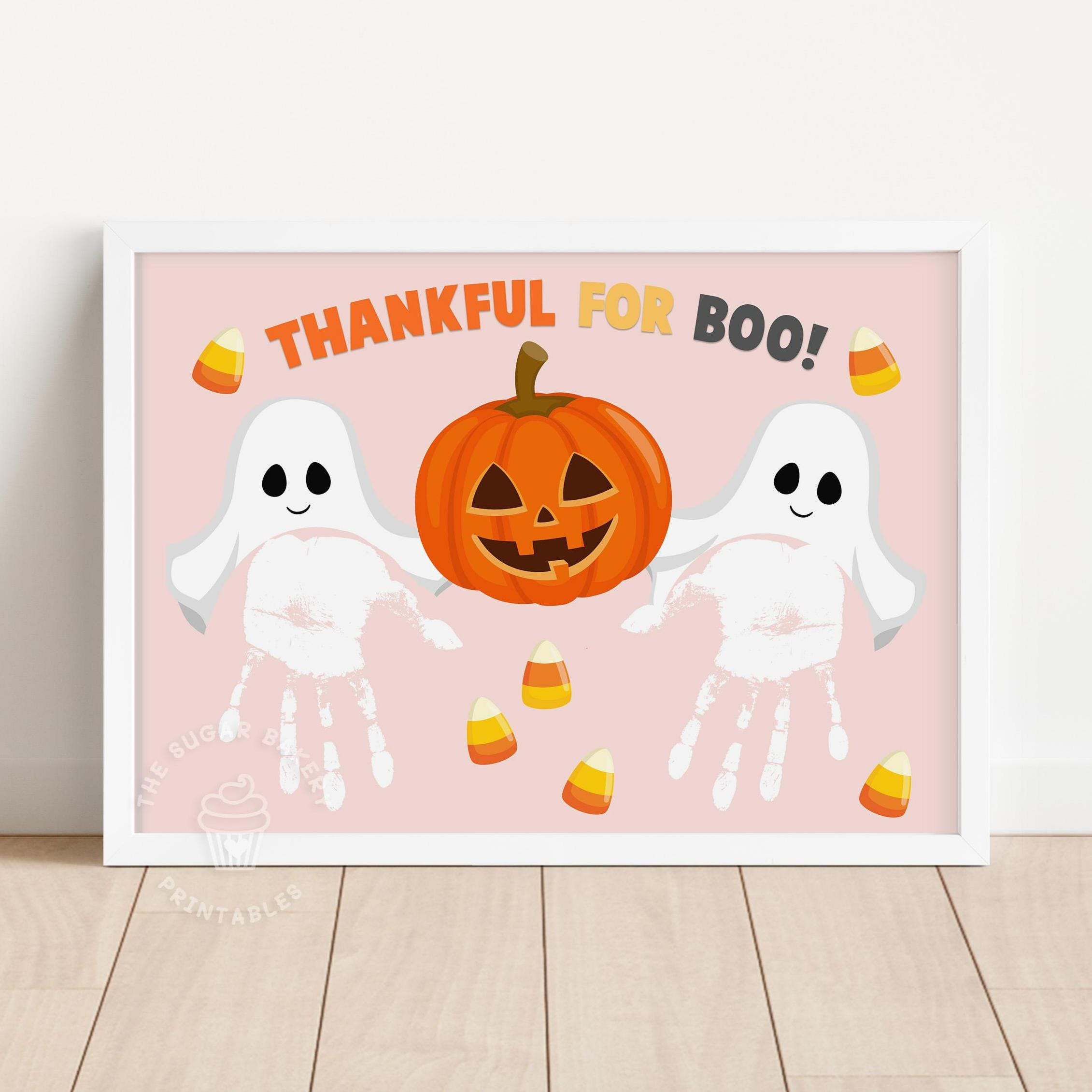 Happy Halloween Handprint Art Craft Ghost Pumpkin Jack O'lantern ...