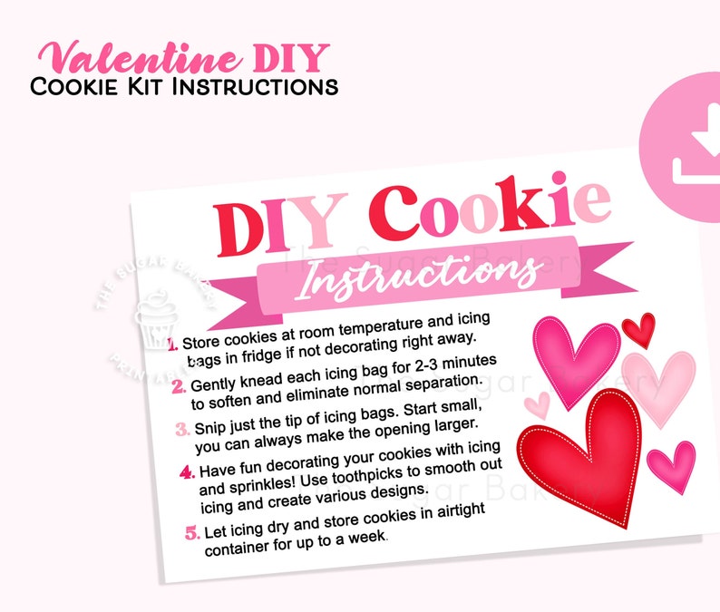Valentine DIY COOKIE Kit Instructions Pink Hearts Valentine - Etsy