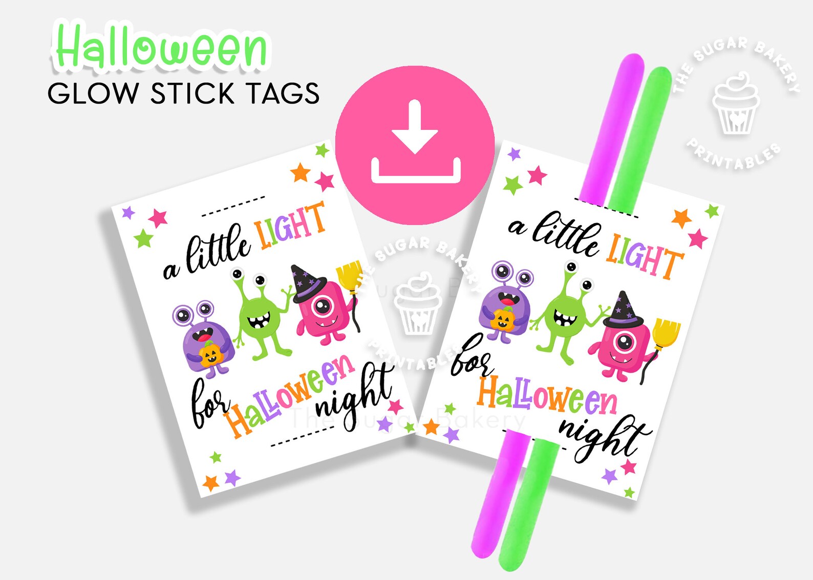 Halloween Glow Stick Tags A Little Light for Halloween Night - Etsy