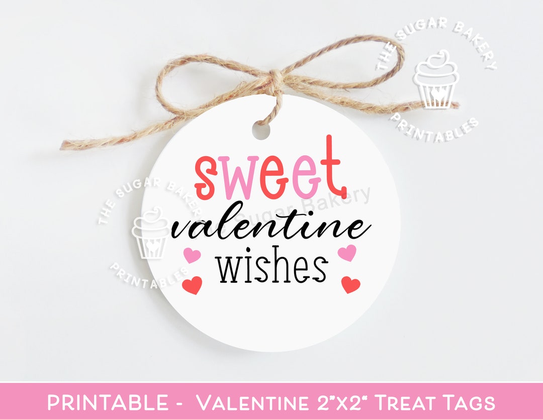 SWEET Valentine Wishes Cookie Tag, Valentine's Day Tag, Printable ...
