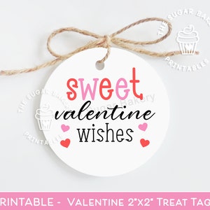 SWEET Valentine Wishes Cookie Tag, Valentine's Day Tag, Printable ...