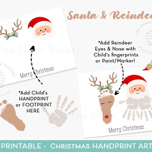 Printable Reindeer Santa Christmas Handprint Art, Footprint Handprint ...