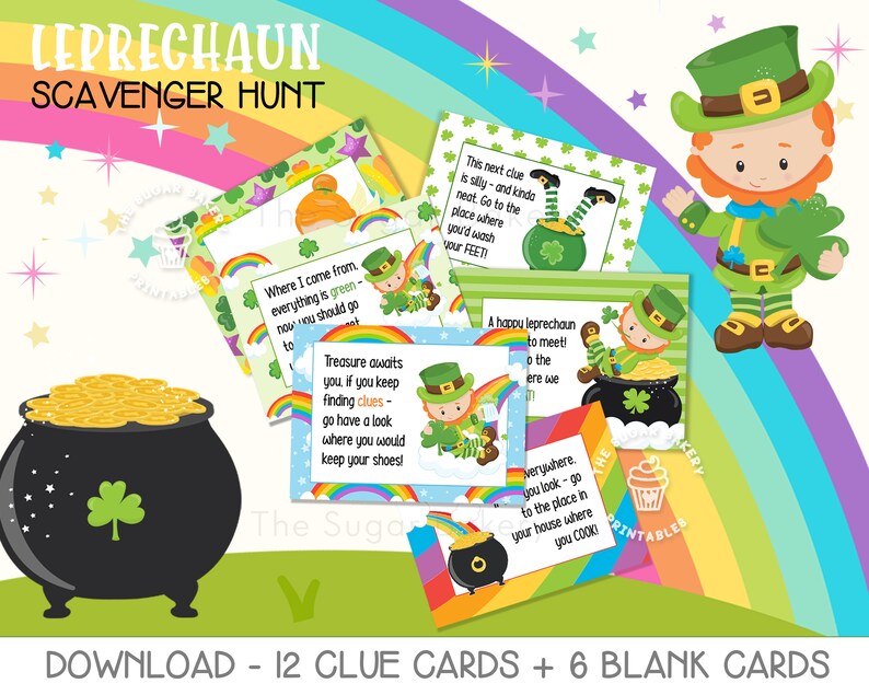 St Patricks Day Scavenger Hunt Leprechaun SCAVENGER HUNT St. - Etsy