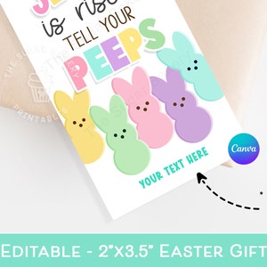 EDITABLE Easter PEEPS Tag, Jesus is Risen Tell Your PEEPS Tag, He is ...