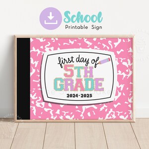 First Day of 5th Grade Sign, Back to School 5th Grade Sign, Composition ...
