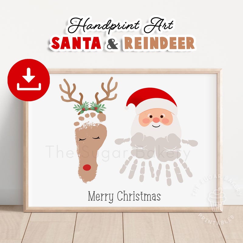 Footprint Reindeer Printable - Etsy