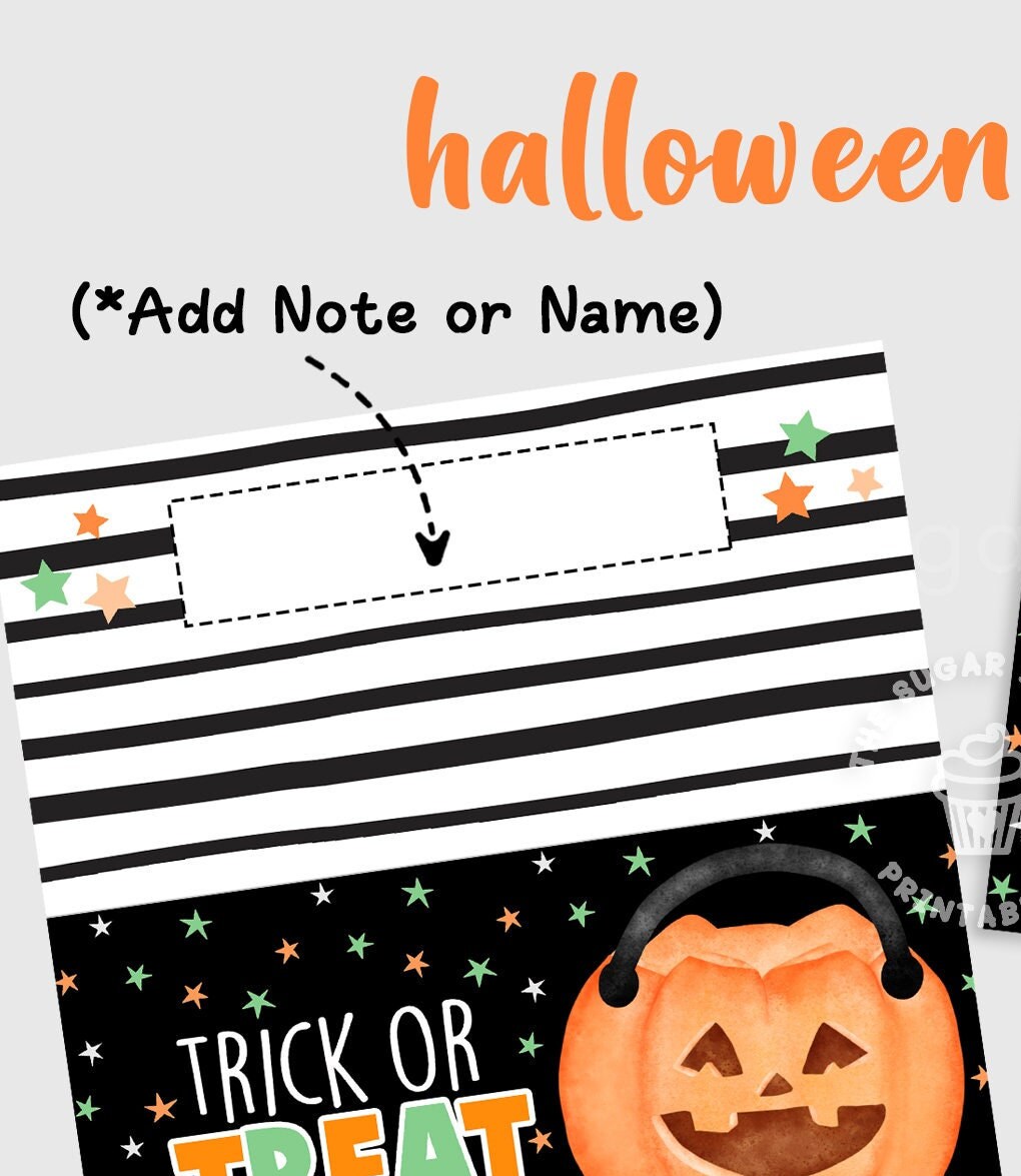 Halloween Treat Bag Topper, Trick or Treat Halloween Jack O Lantern ...