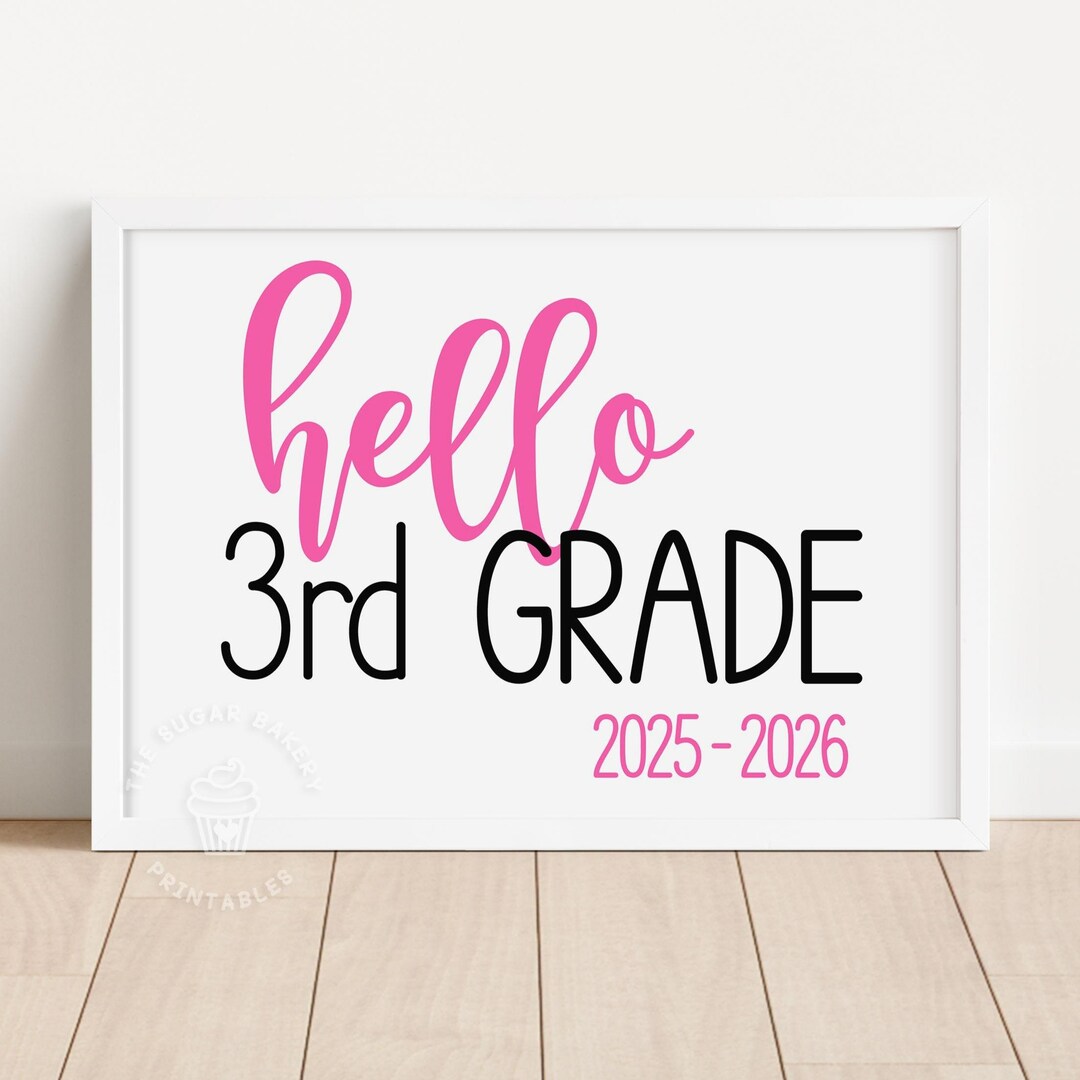 First Day of 3rd Grade Sign Printable First Day of 3rd Grade Hot Pink ...