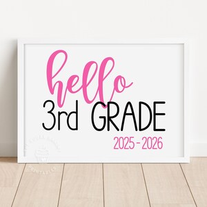 First Day of 3rd Grade Sign Printable First Day of 3rd Grade Hot Pink ...