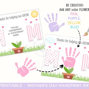 Printable Mothers Day Handprint Craft for Mom Mothers Day Flower ...
