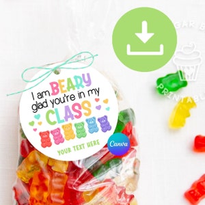 Printable Gummy Bear Tag, BEARY Glad You're in My CLASS Gummy Bear Tag ...