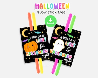 Halloween Glow Stick Tags, A Little Light for Halloween Night ...