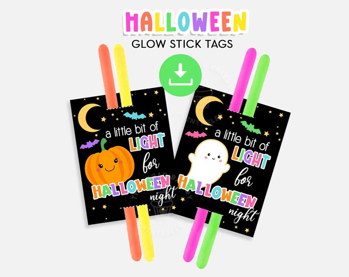 Halloween Glow Stick Tag - Glowstick Card Printable - Halloween Party ...