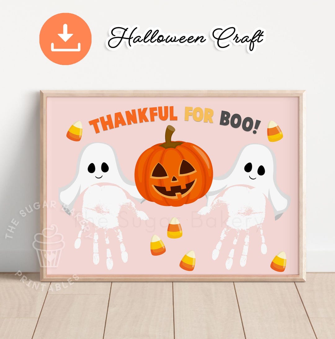 Happy Halloween Handprint Art Craft Ghost Pumpkin Jack O'lantern ...