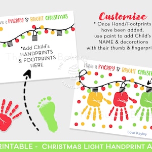 Handprint Christmas Lights, Merry and Bright Christmas Lights Craft ...