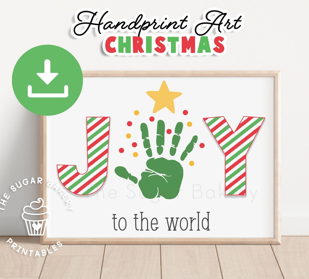 JOY Christmas Tree Handprint Art, Preschool Handprint Art Craft ...